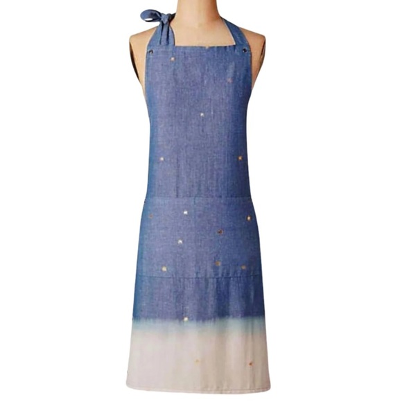 Anthropologie | Other | Anthropologie Ombre Gold Twinkle Apron Blue Mom Gift Shower Wedding ...